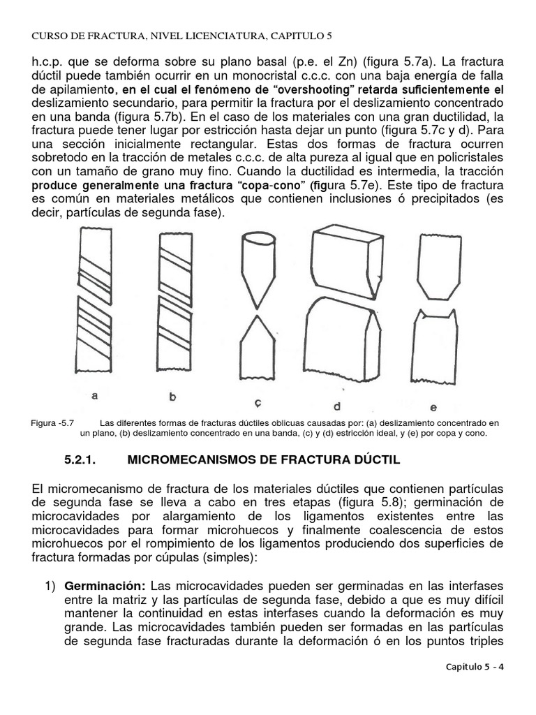 Curso de Fractura - Fractura Ductil | PDF | Fractura | Estrés (Mecánica)