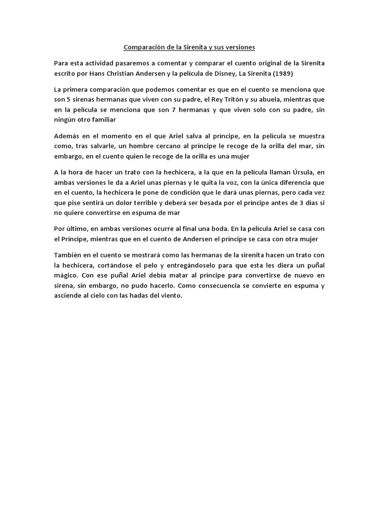 Comparación Cuentos Clasicos | PDF