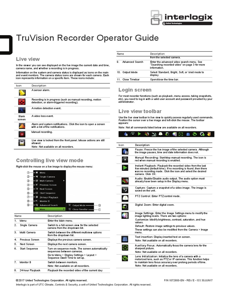 1072800e Truvision Recorder Operator Guide en | PDF | Camera | Icon ...