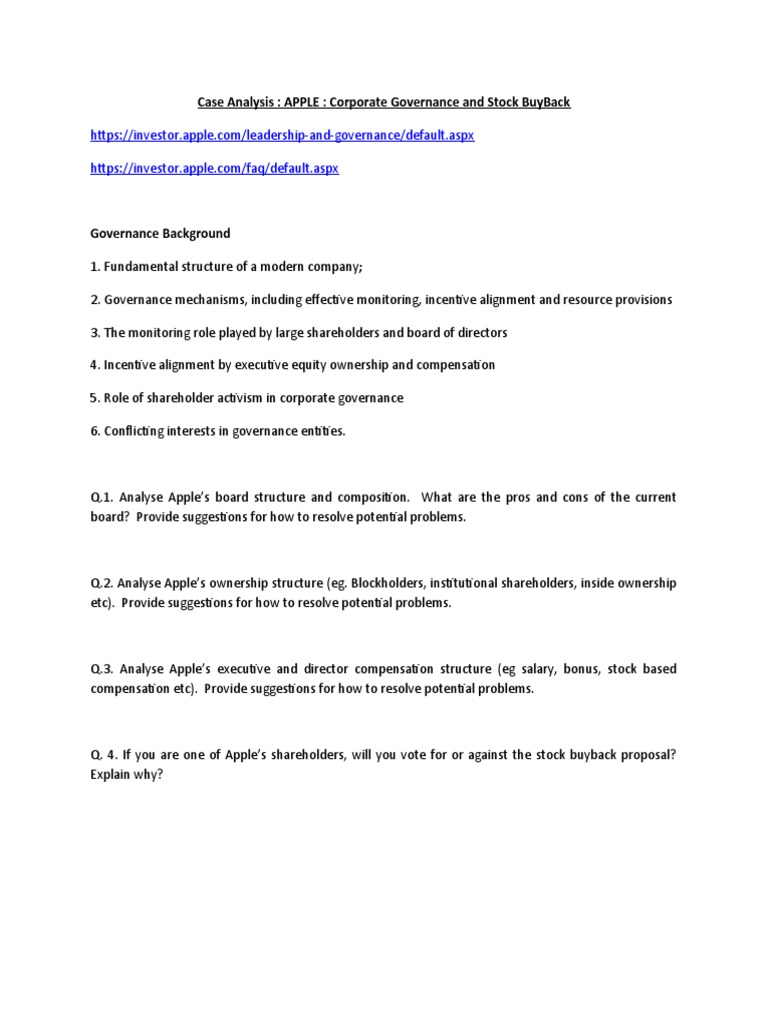 Apple Corporate Governance Analysis | PDF | Career & Growth