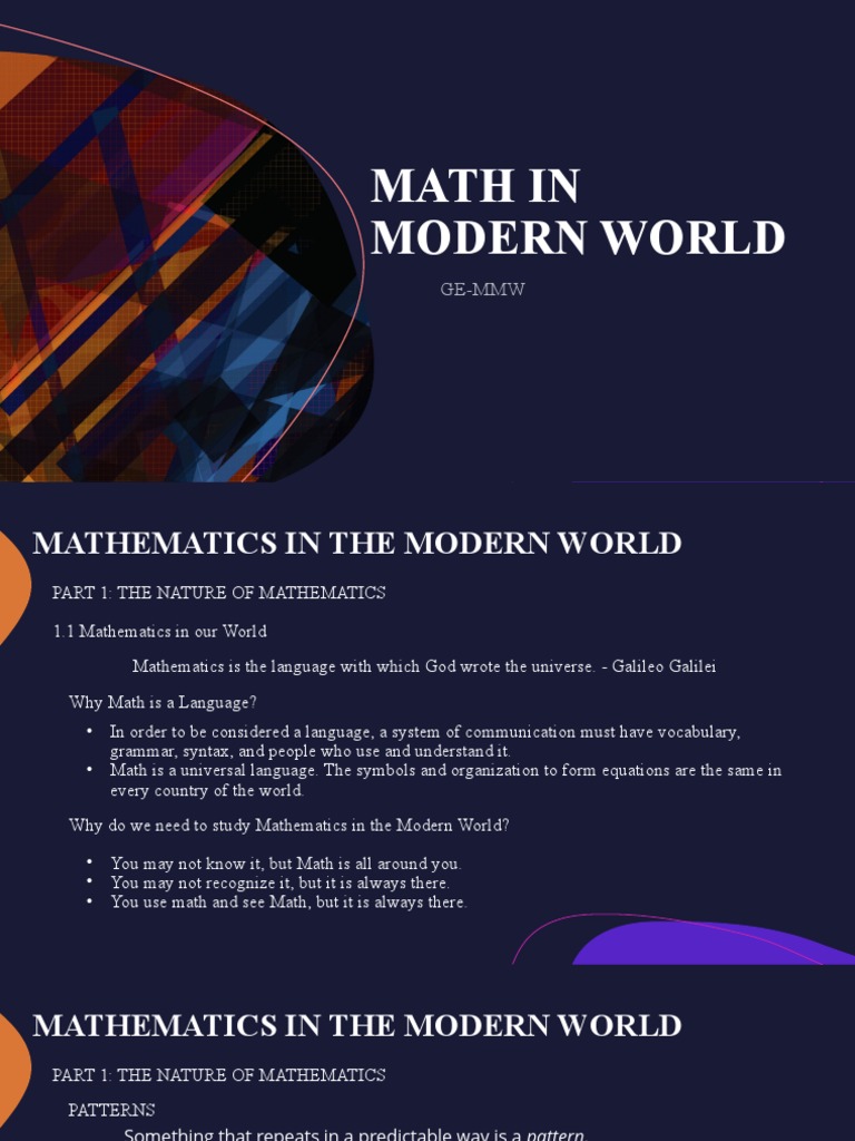 Mathematics in Modern World | PDF | Pattern | Ratio