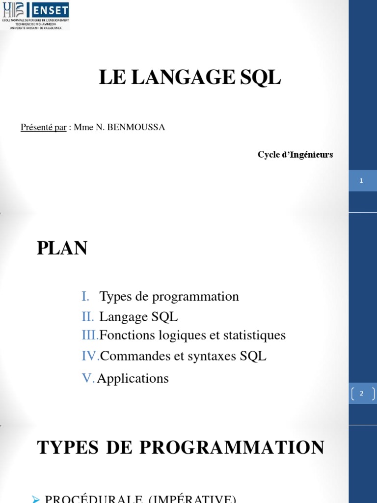 Langage SQL - Cours | PDF | SQL | Langage de programmation