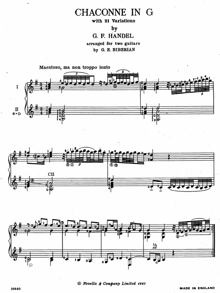 Haendel - Chaconne in G | PDF