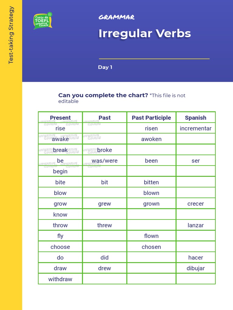 Irregular Verbs Day1 | PDF | Linguistic Morphology | Linguistic Typology