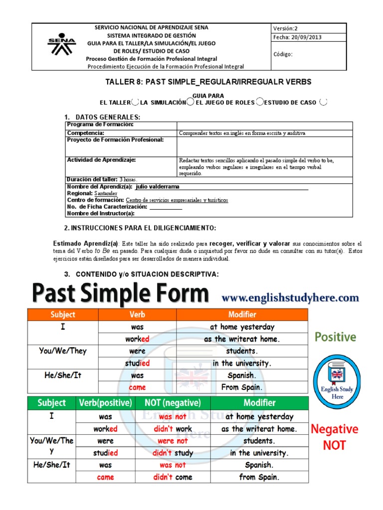 Regular and Irregular Verbs Julio | PDF