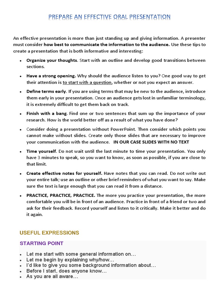 Prepare An Effective Oral Presentation | PDF | Communication