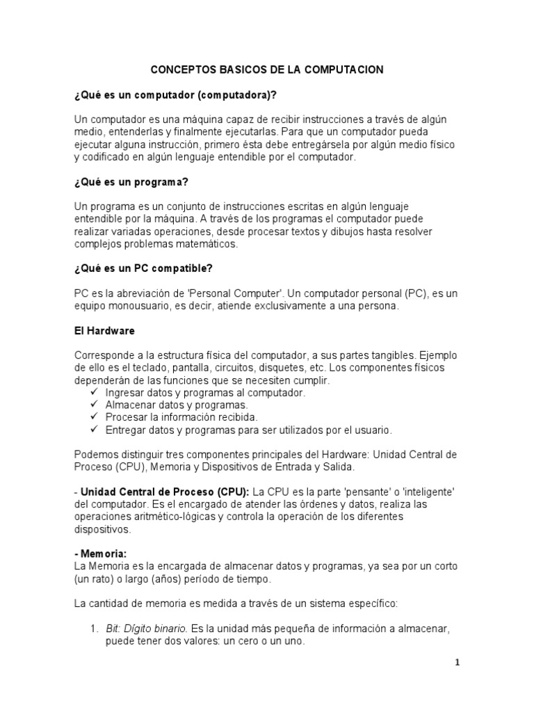 Conceptos Basicos de La Computacion | PDF | Hardware de la computadora ... Conceptos Basicos de La Computacion | PDF | Hardware de la computadora ...