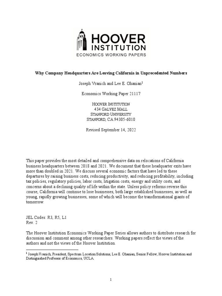 Hoover Report | PDF | Taxes | Employment