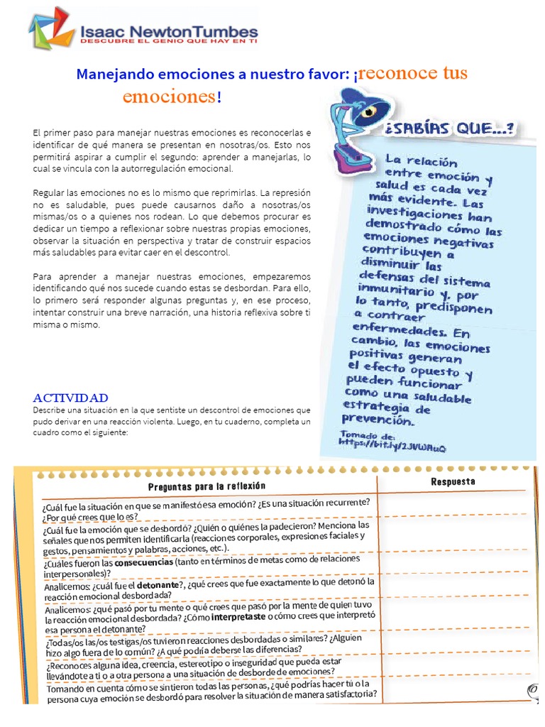 Reconoce y maneja tus emociones | PDF