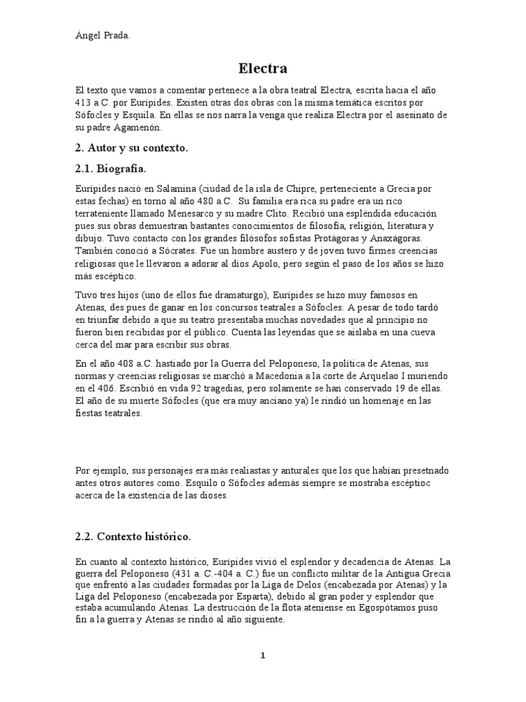 Electra | PDF | Tragedia griega | Tragedia
