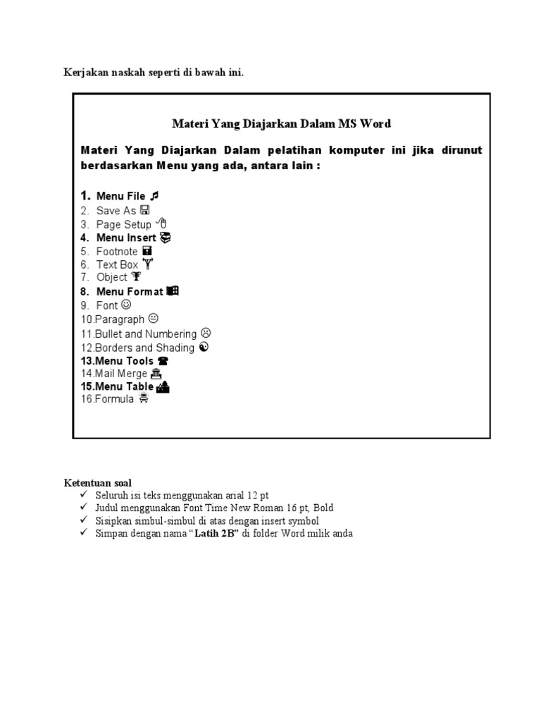 Latihan Ms Word 2-5 | PDF