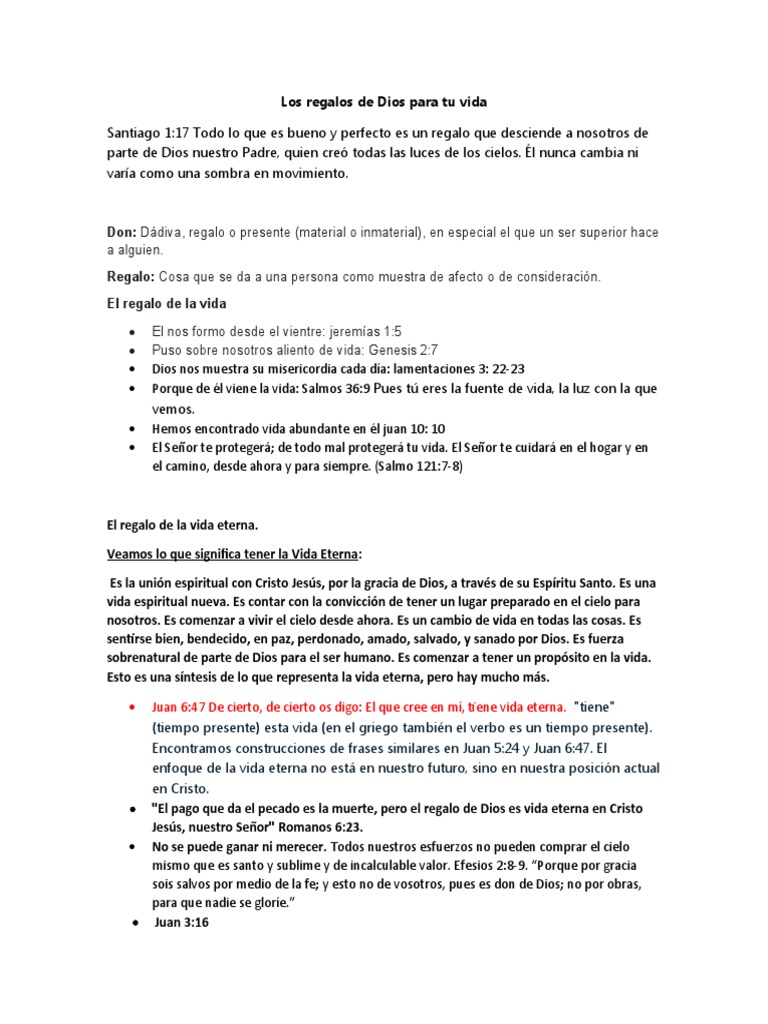 Los Regalos de Dios para Tu Vida | PDF | Cristo (título) | Dios