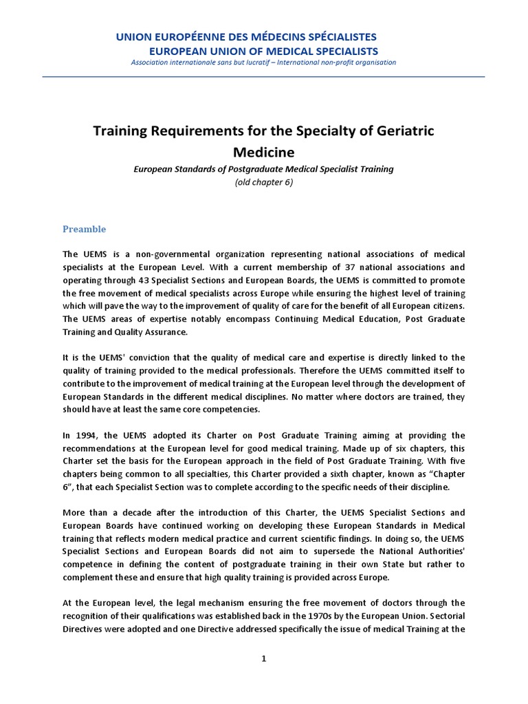 Geriatric Medicine Training Standards | PDF | Geriatrics | Medicine