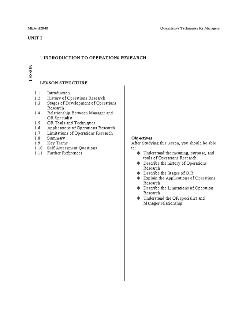 Introduction To OR | PDF | Operations Research | Conceptual Model