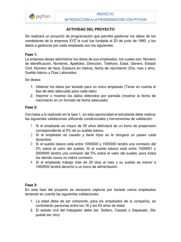 Proyecto Integrador V3 | PDF | Lenguaje de programación | Python (lenguaje de programación)
