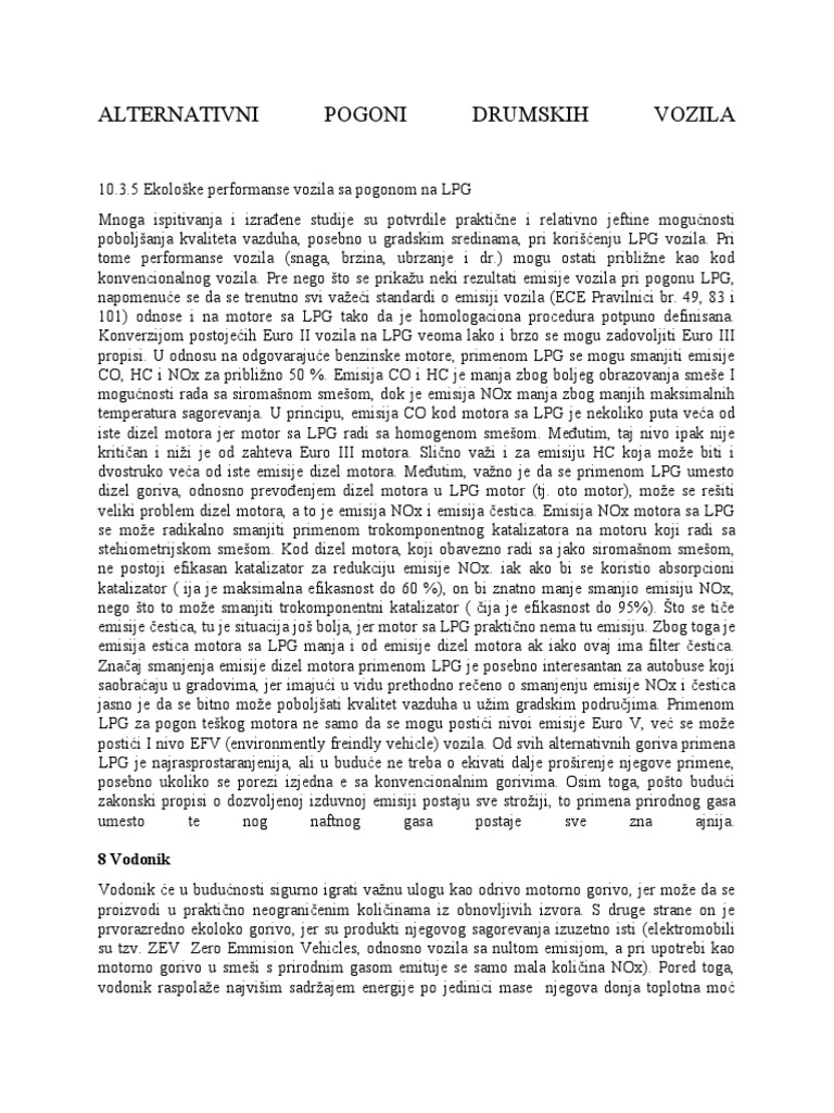 Alternativni Pogoni Drumskih Vozila | PDF