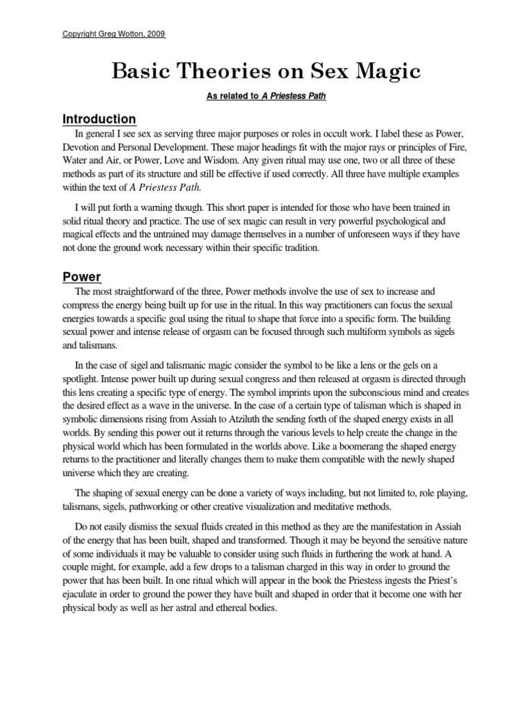 Basic Theories On Sex Magic - Greg Wotton | PDF | Thelema | Wicca