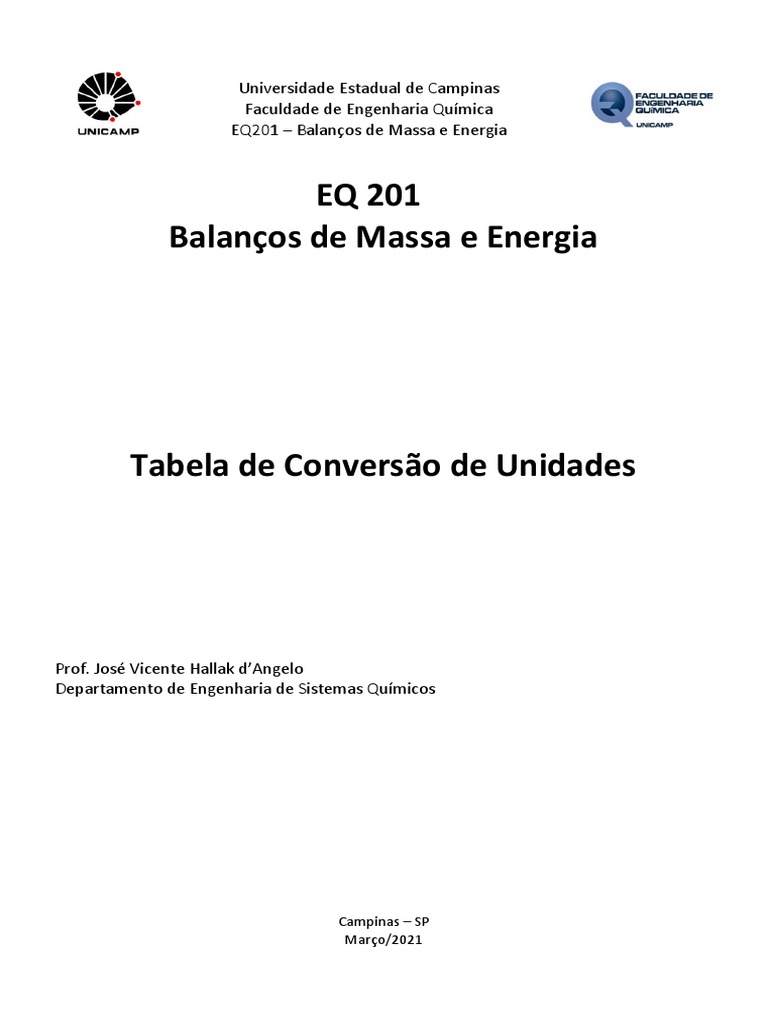 Tabela de Conversão de Unidades | PDF