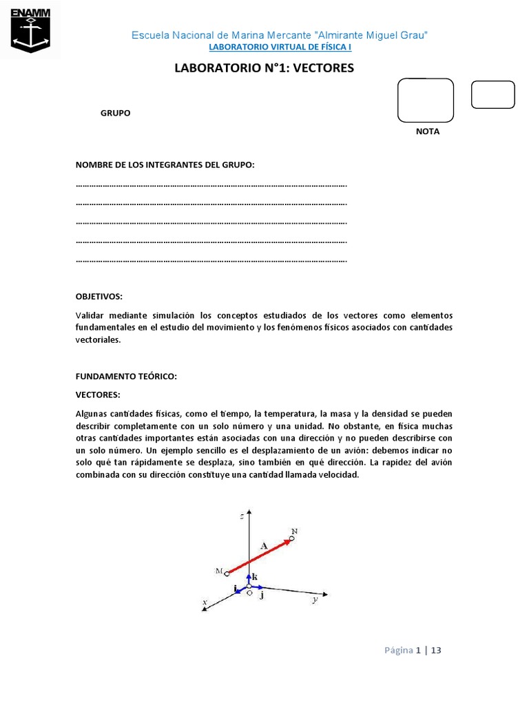 Laboratorio Fisica I Vectores 1 | PDF | Vector Euclidiano | Triángulo