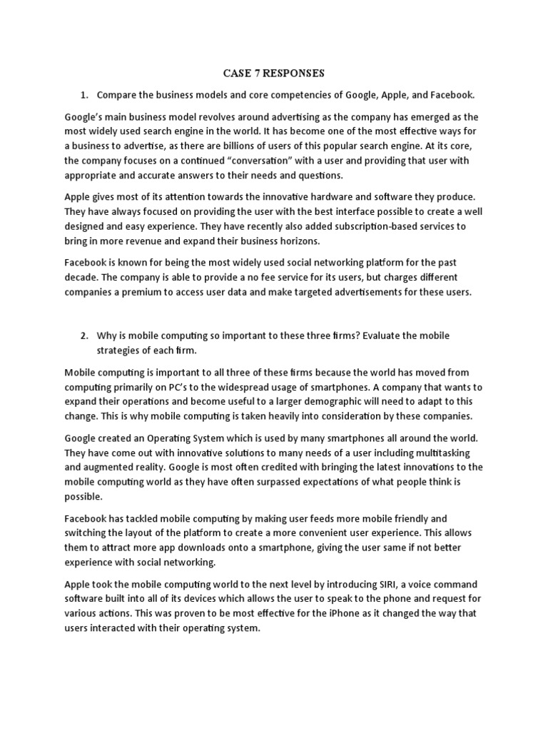Case 7 Responses | PDF | Apple Inc. | I Phone