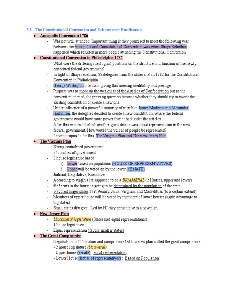APUSH Reading Notes - 3.8 | PDF | Constitutional Convention (United ...