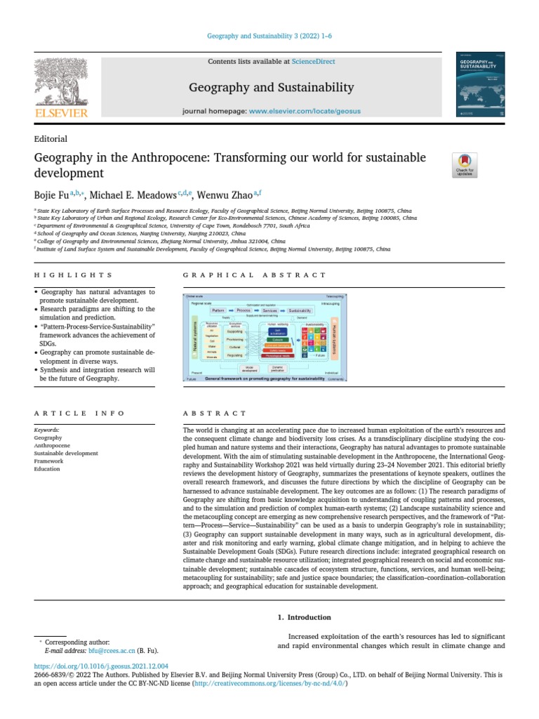 Geography in The Anthropocene Transforming Our World - 2022 - Geography ...