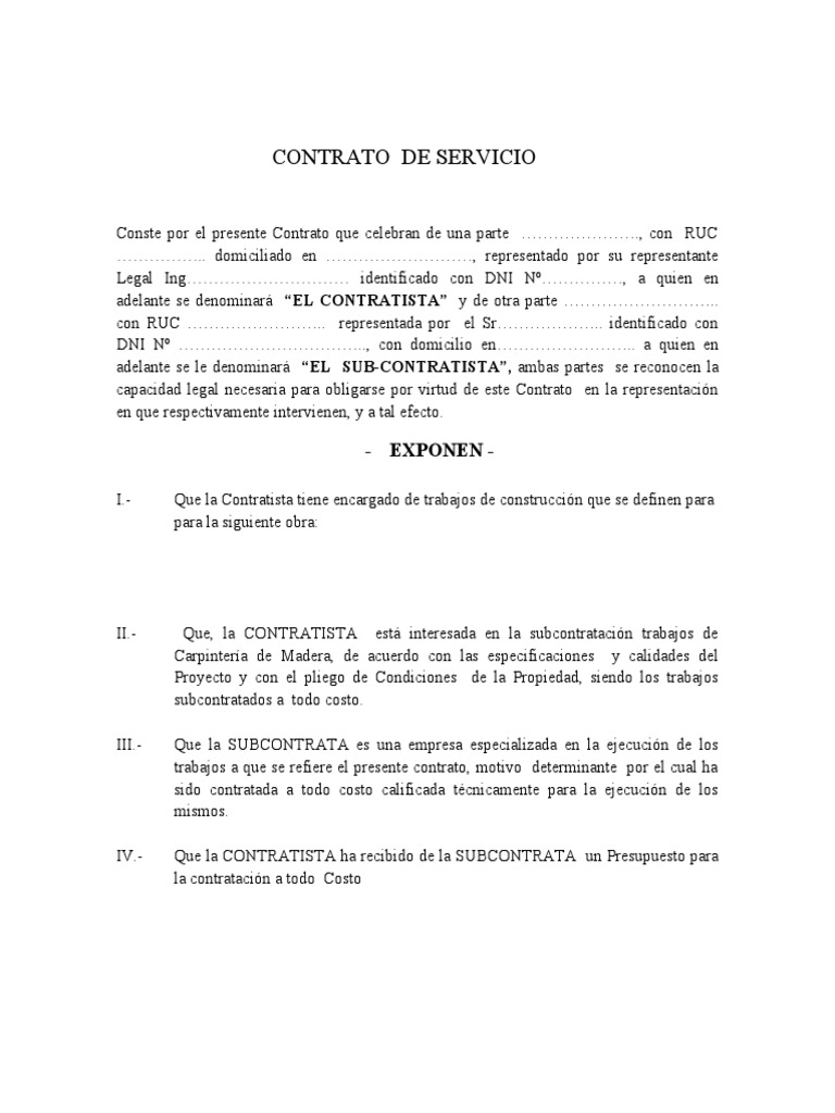 Modelo de Sub - Contratista | PDF | Contratista general | Póliza de seguros