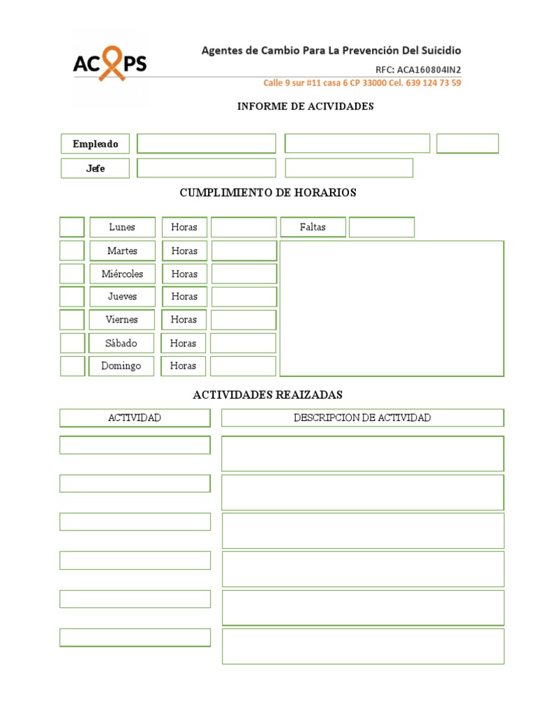 Formato para Reporte de Actividades | PDF