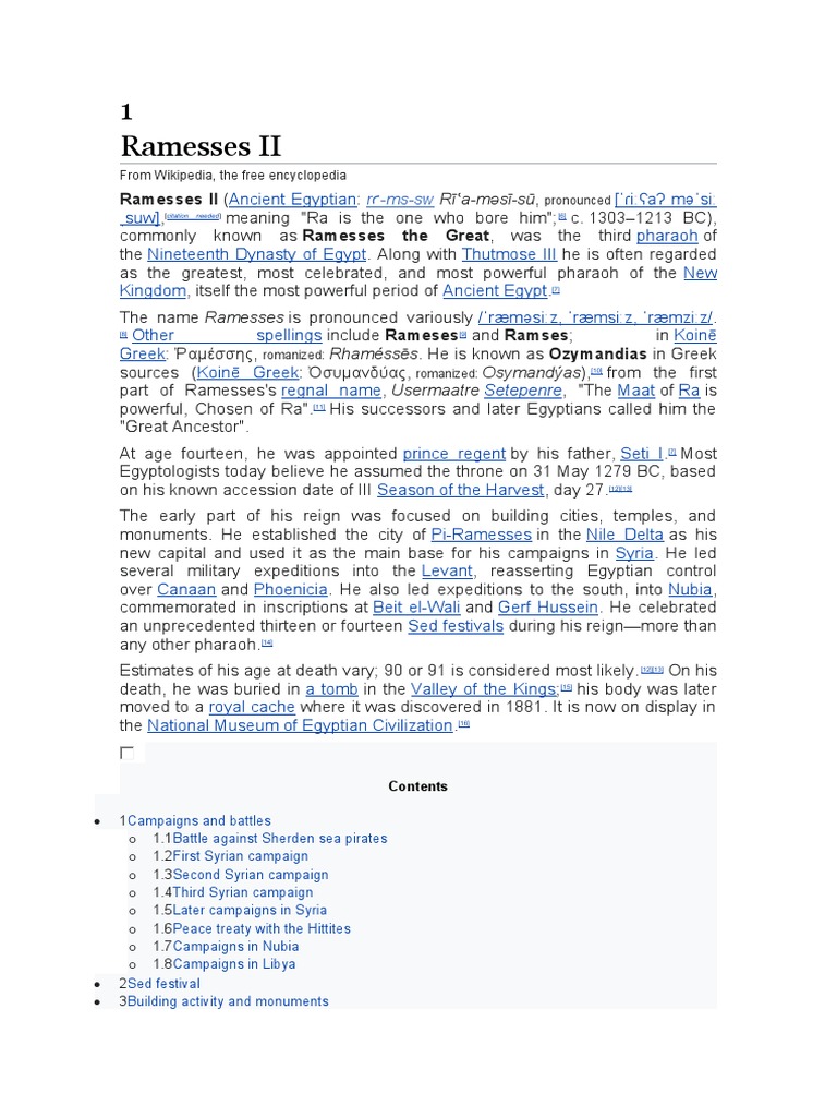 Ramses II | PDF | Ancient Egypt