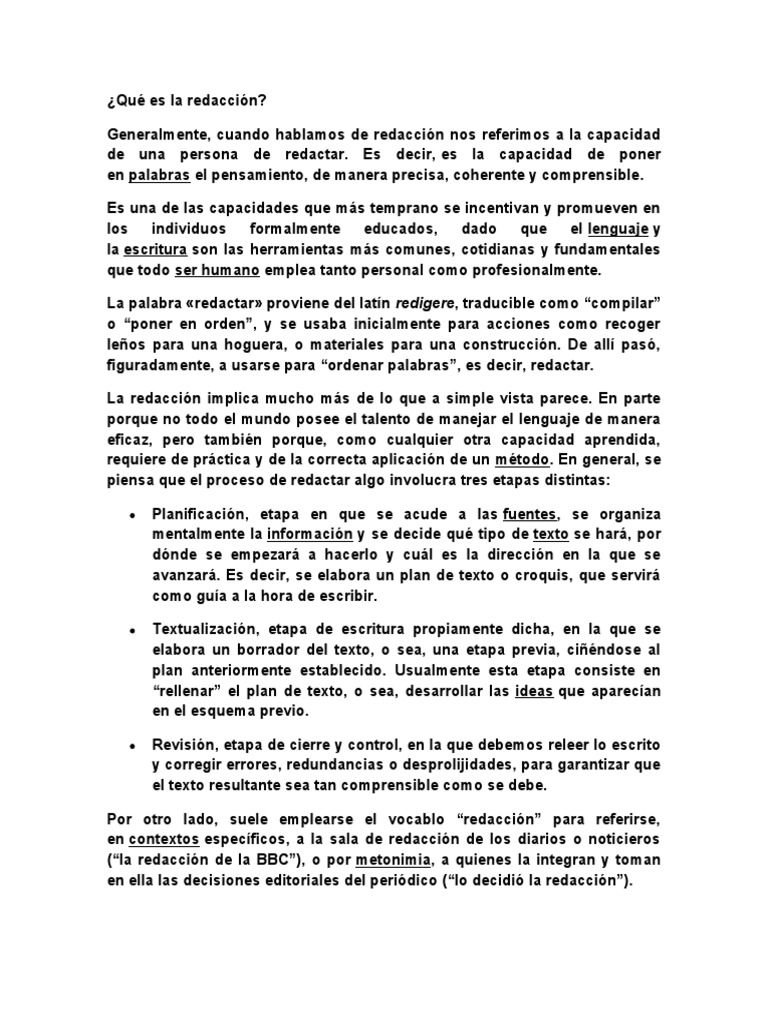 Qué Es La Redacción | PDF | Escritura | Pensamiento