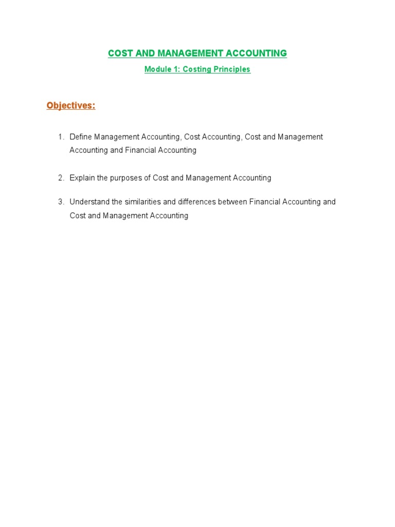 CAPE Unit 2 - Costing Principles CMA & FA | PDF | Management Accounting | Accounting
