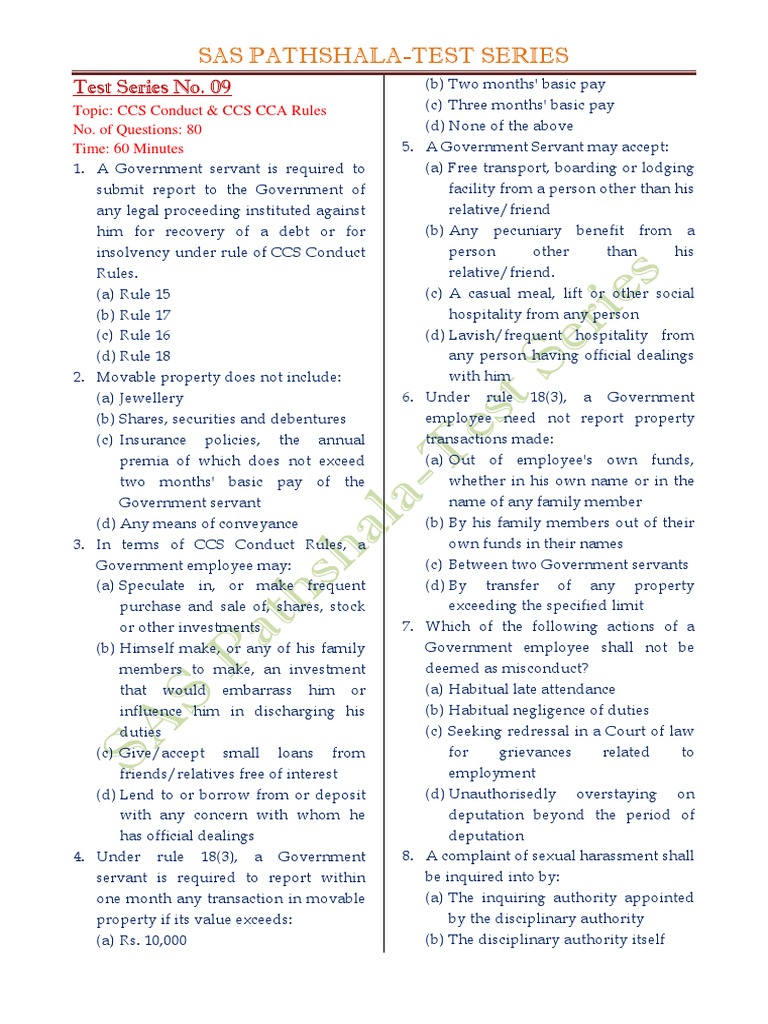 SAS Test Series-09 | PDF | Employment | Sexual Harassment