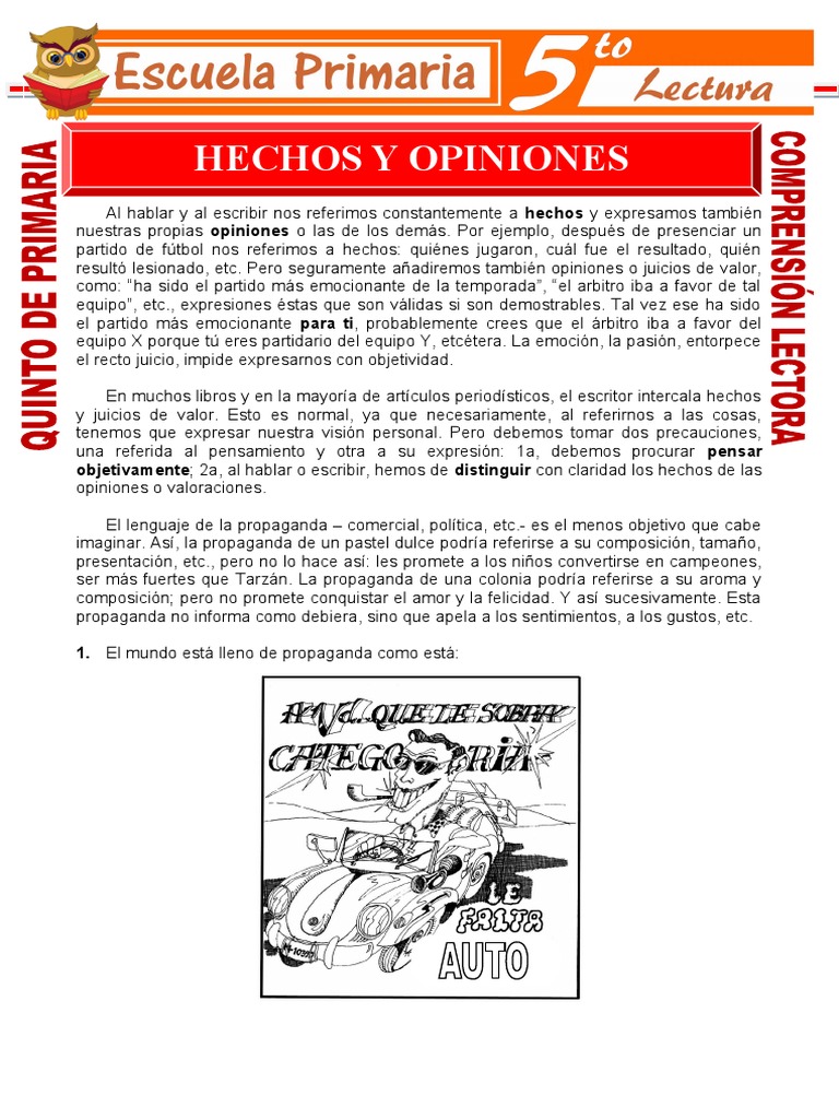 Hechos y Opiniones para Quinto Grado de Primaria | PDF | Propaganda