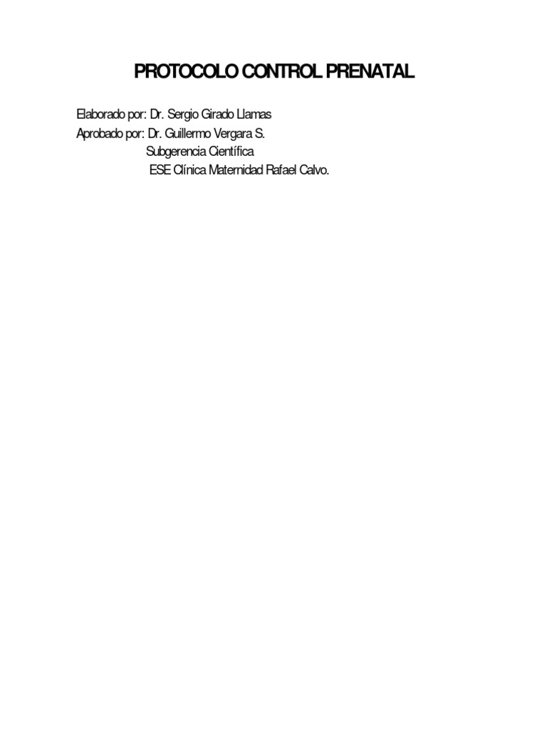 Protocolo Control Prenatal - Clínica Maternidad Rafael Calvo. | PDF ...