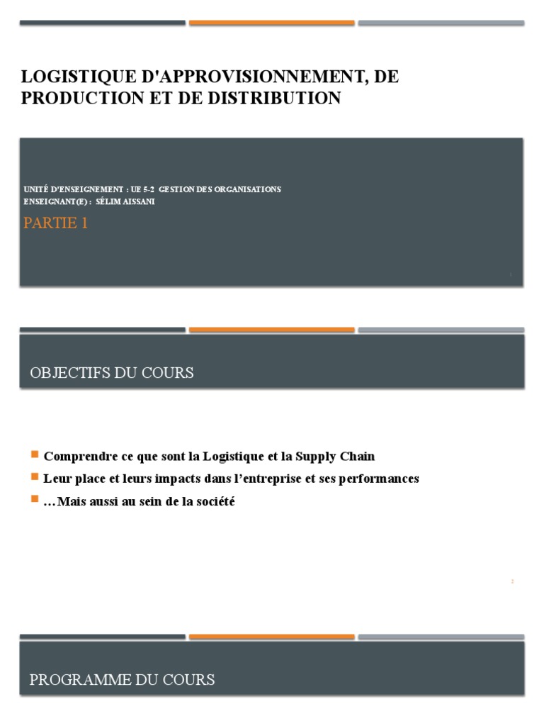Cours de Logistique IAE Licence 3 V1 | PDF | Logistique | Gestion de ...