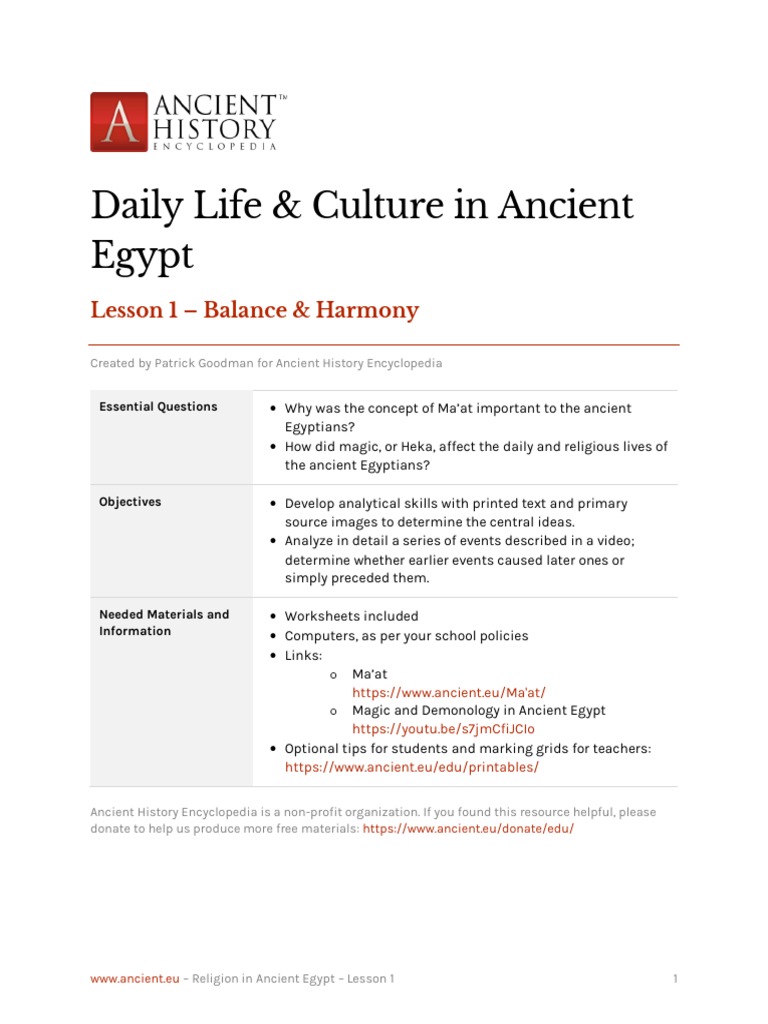 Daily Live and Culture in Ancient Egypt | Download Free PDF | Ancient ...