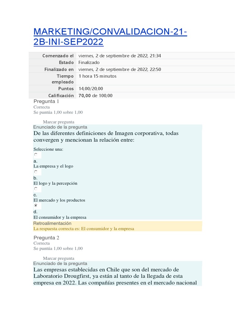 Convalidacion Marketing 2022 | PDF | Marketing | Análisis FODA