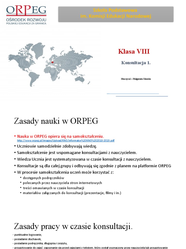 Lekcja Organizacyjna | PDF