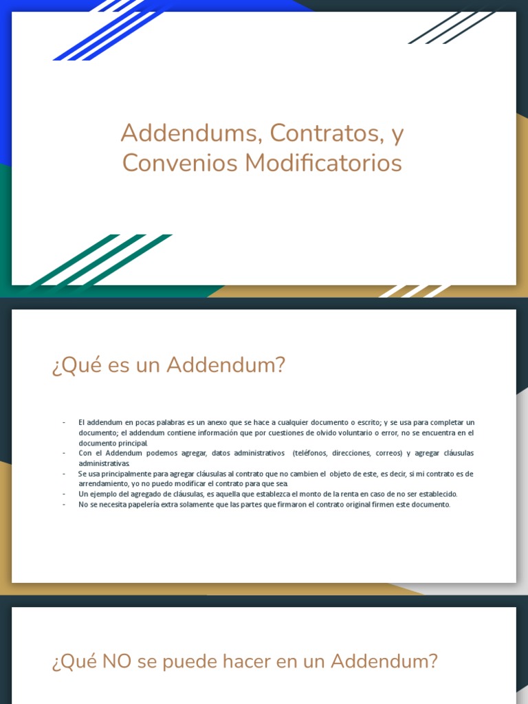 Addendums, Contratos, y Convenios Modificatorios | PDF