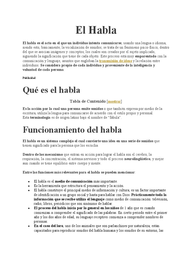 El Habla | PDF | Habla | Comunicación