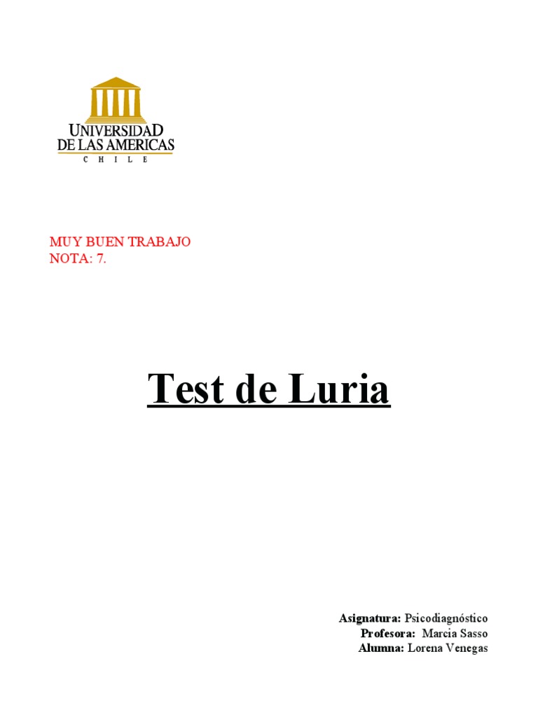 Test de Luria | PDF | Cerebro | Neuropsicología