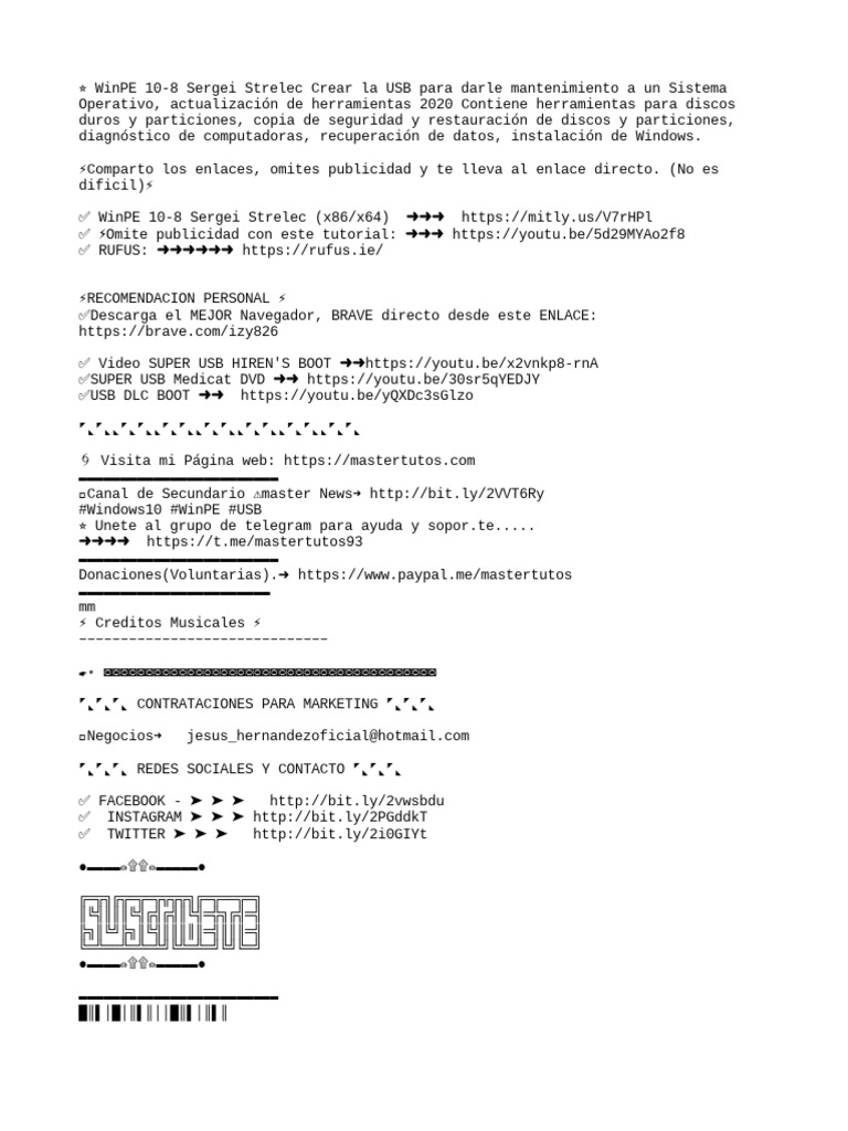 La SUPER USB WinPE 10 v2020 REPARA SISTEMAS - Sin FORMATEAR - UTILIDADES! (Descripción) | PDF