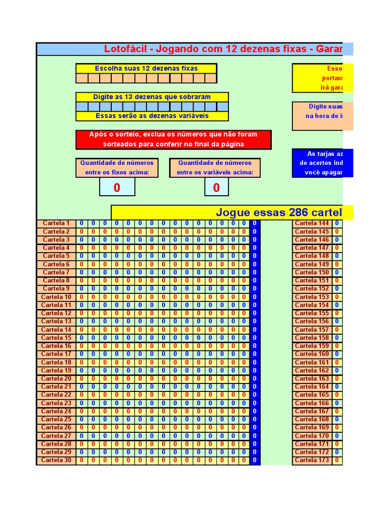 Lotofácil Jogando Com 12 Fixas e Garantindo 15 Pontos | PDF