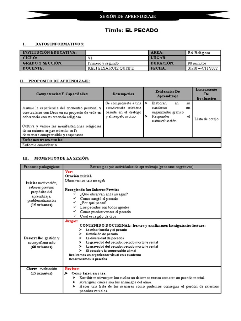 Sesion 3 El Pecado Pdf Pecado Amor