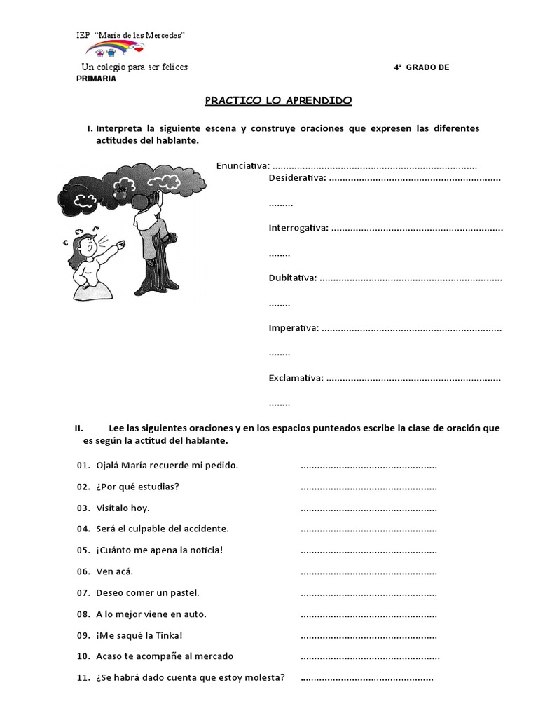 Oraciones Según La Actitud Del Hablante | PDF