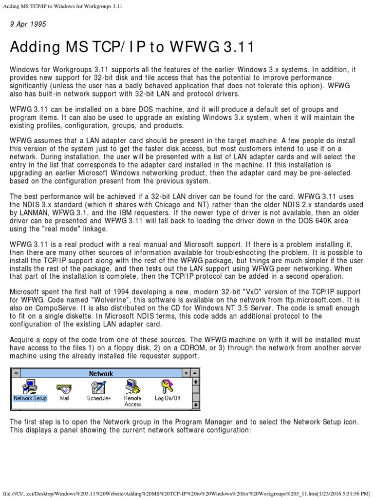 Adding TCP-IP To Windows For Workgroups 3.11 | PDF | Ip Address | Computer Network