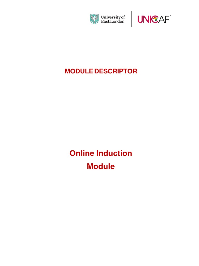 Uel The Online Induction Module Module Descriptor Pdf Educational 