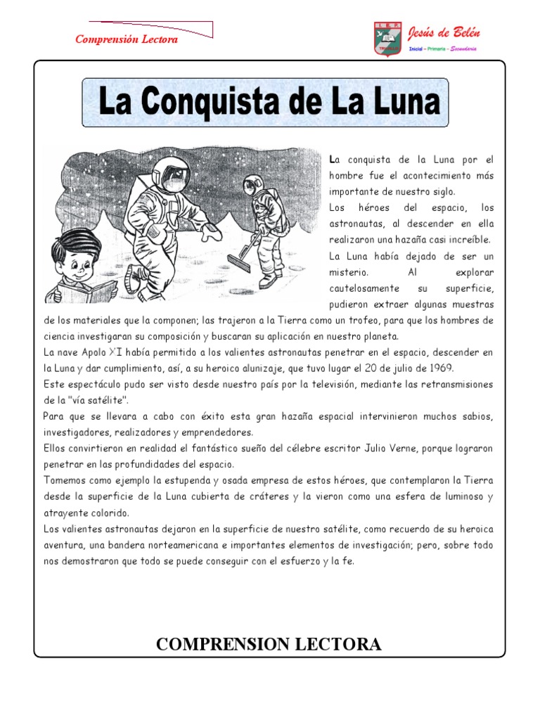 Lectura - 3er Grado - La Conquista de La Luna | PDF | Luna | Astronautas