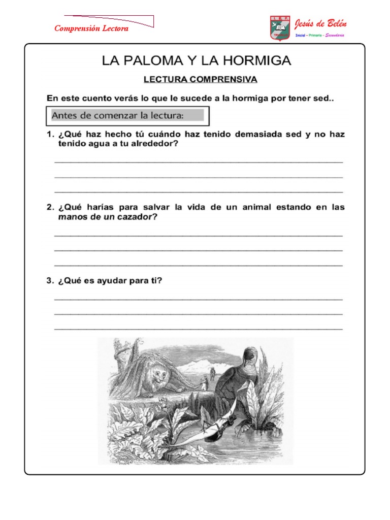 Lectura - 3er Grado - La Paloma y La Hormiga | PDF