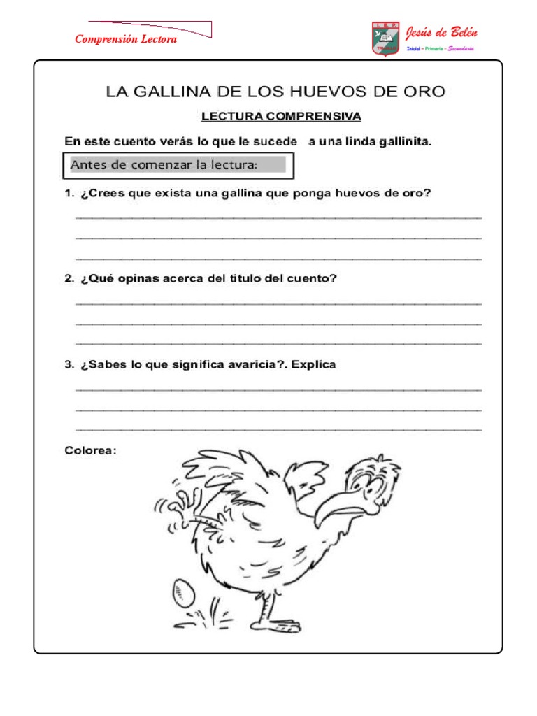 Lectura - 3er Grado - La Gallina de Los Huevos de Oro | PDF